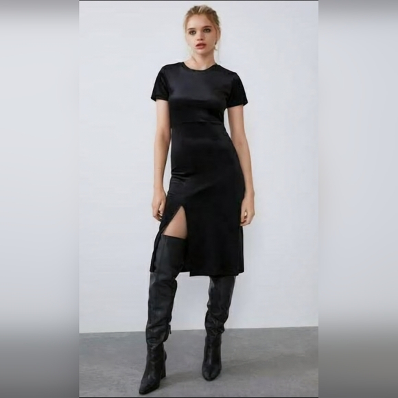 Zara | Dresses | Zara Black Velvet Dress | Poshmark